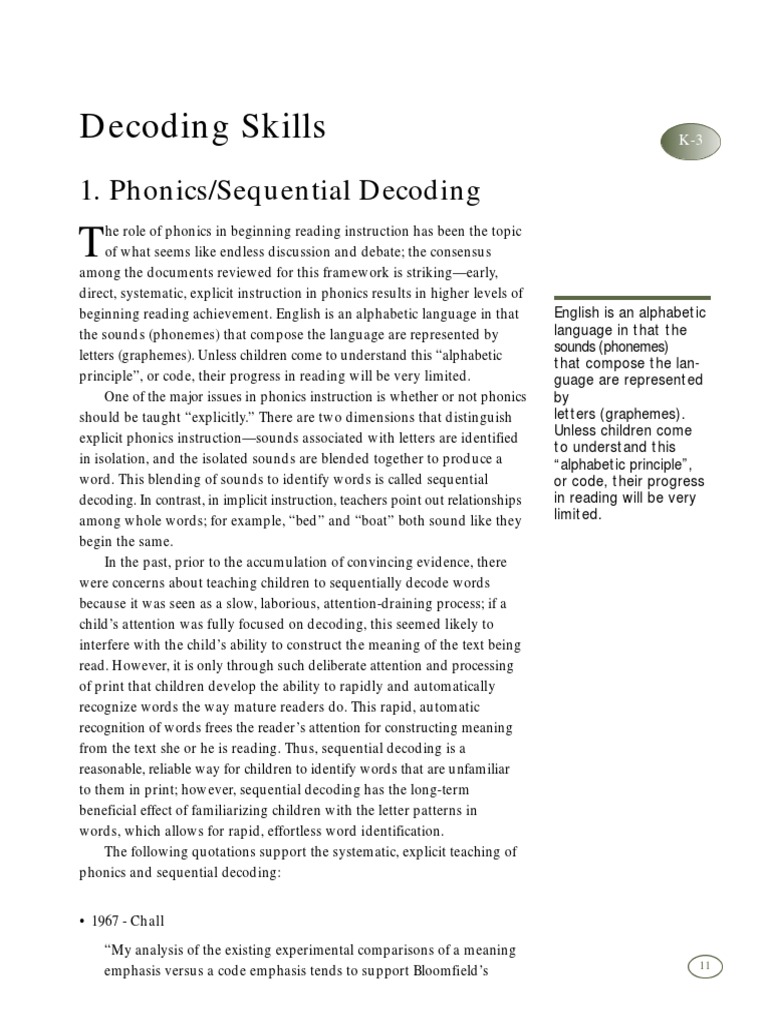 Decoding Skill PDF | PDF | Phonics | Reading (Process)