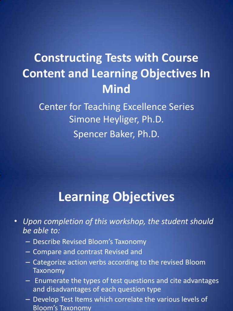 Constructing Tests Course Content 2013 | PDF | Multiple Choice | Test ...
