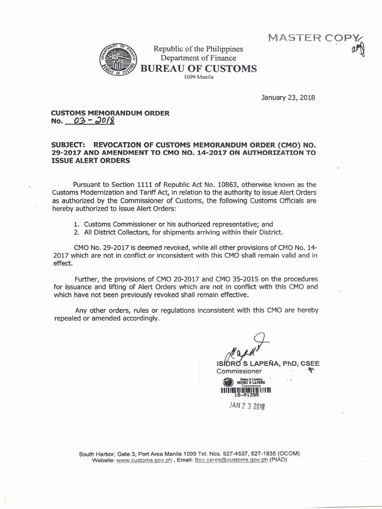 Revocation of CMO 29-2017 and Amendments | PDF | Legal Documents ...
