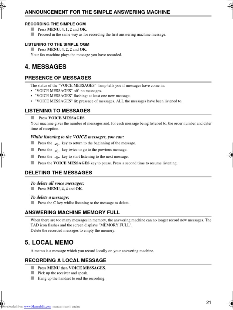 Messages: Announcement For The Simple Answering Machine | PDF ...