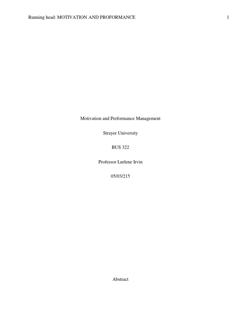 Motivation and Performance Management. BUS322.Edited | PDF | Motivation ...