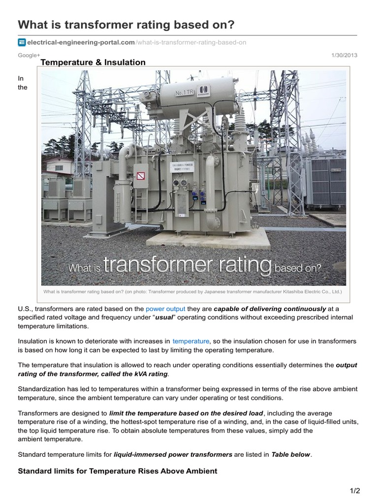 Understanding Transformer Ratings | PDF | Transformer | Temperature