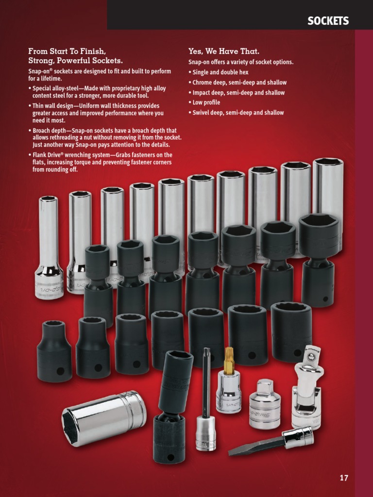 Socket Sizes - Snap On | Manufactured Goods | Mechanical Engineering ...