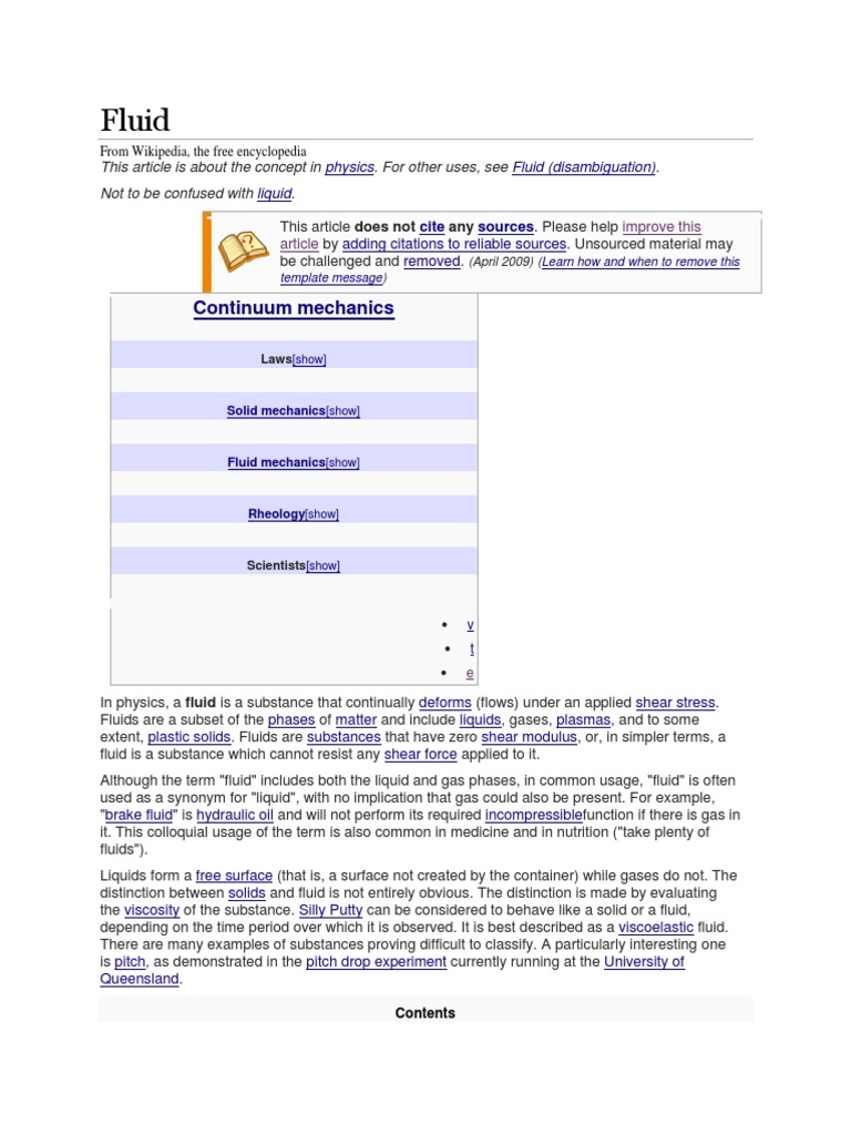 Fluid: Continuum Mechanics | PDF | Fluid | Stress (Mechanics)