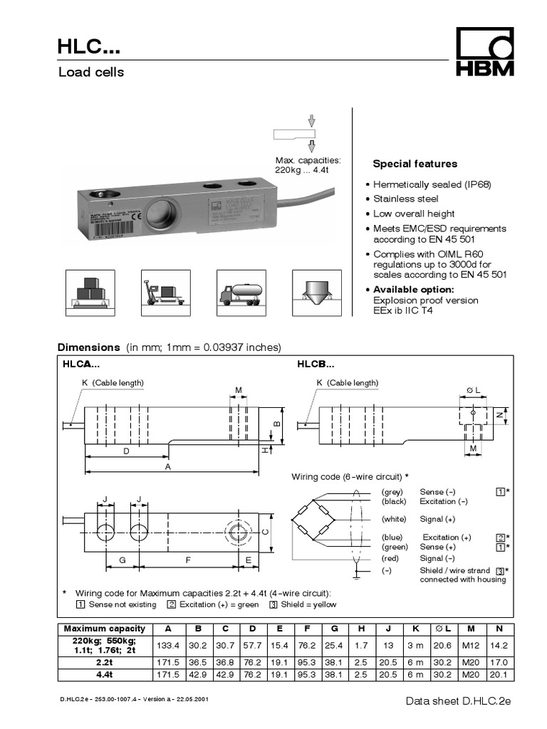 Celda de Carga Load Cell HLC-10200 | PDF | Electrical Wiring | Electromagnetism