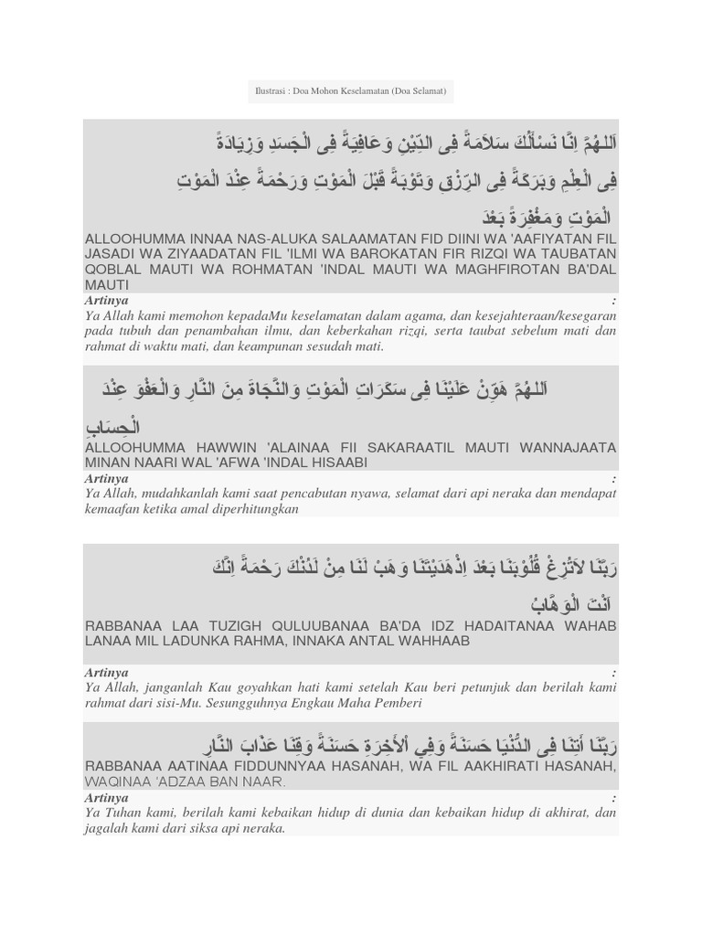 Doa Mohon Keselamatan (Doa Selamat) | PDF