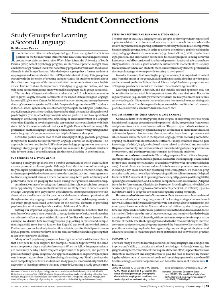 Study Groups For Learning 2016 | PDF | School Psychology | Multilingualism