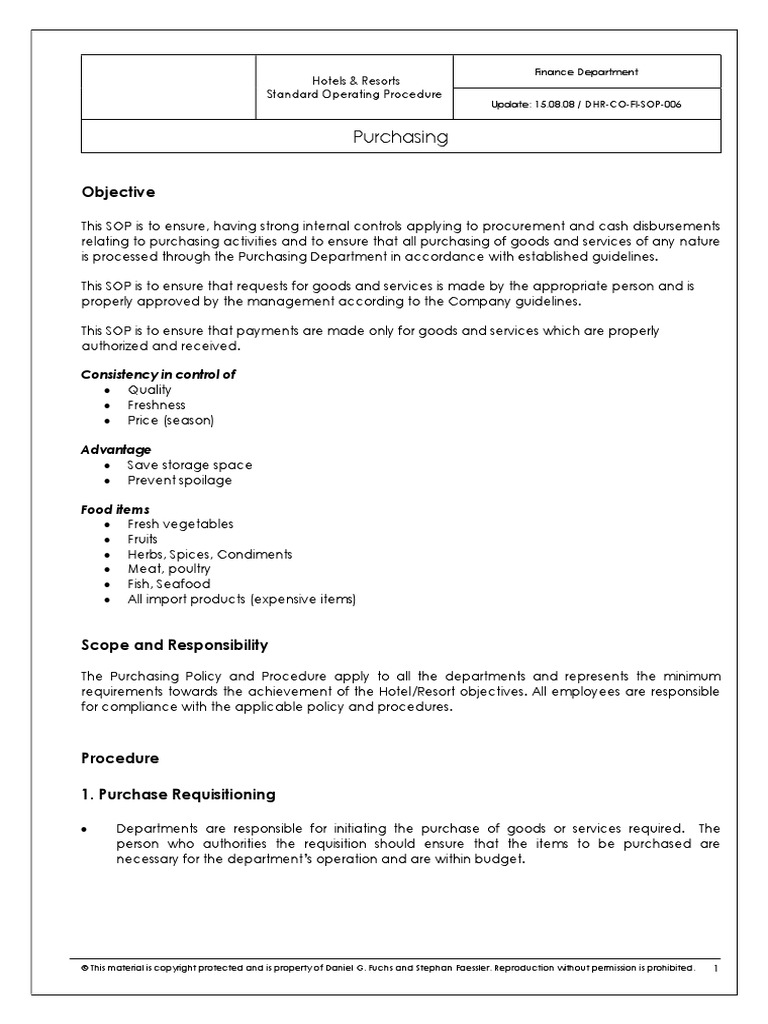 Purchasing Procedures | Foods | Business