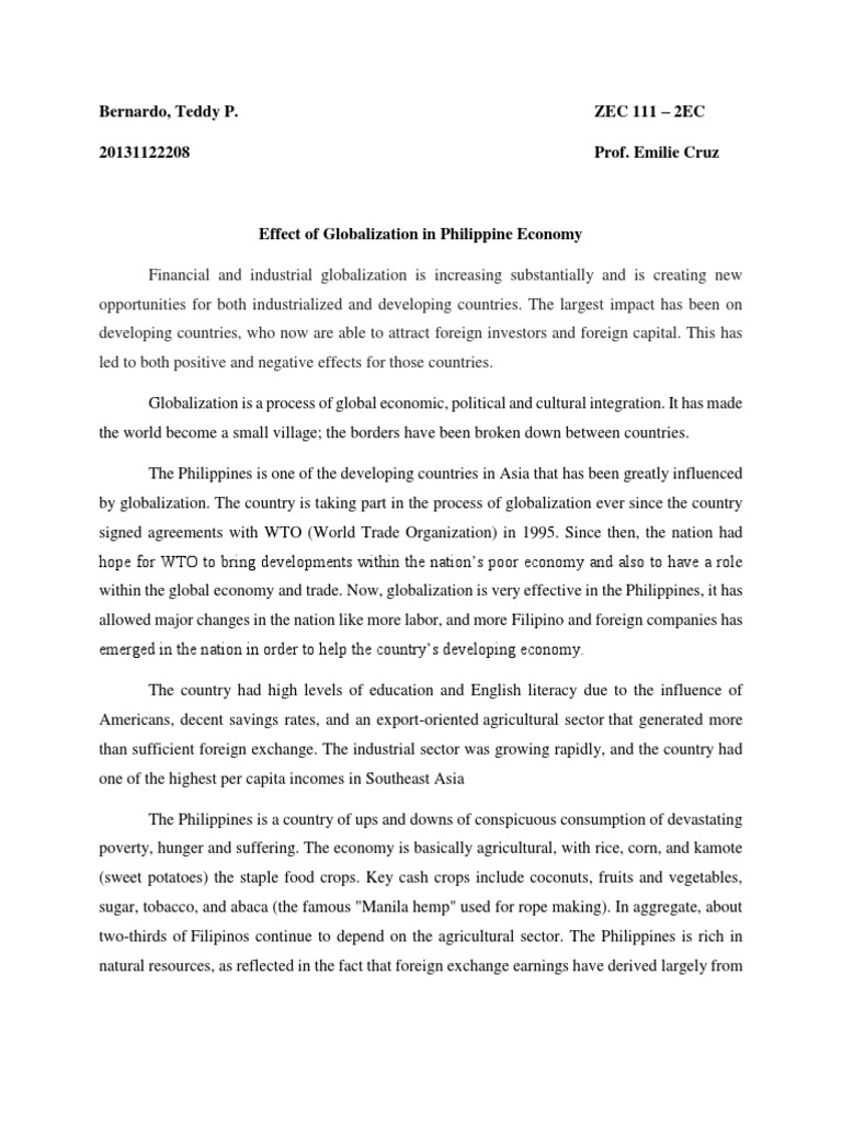 Effect of Globalization | PDF | Globalization | Philippines