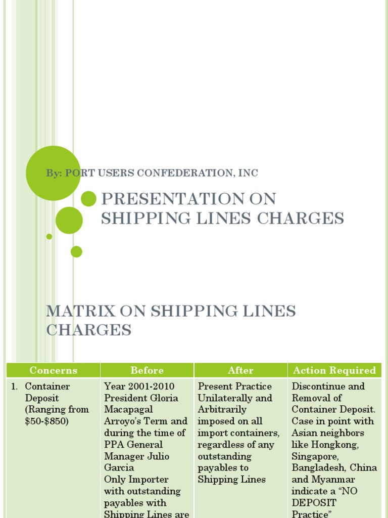 Matrix On Shipping Lines Charges | PDF | Transport | Business