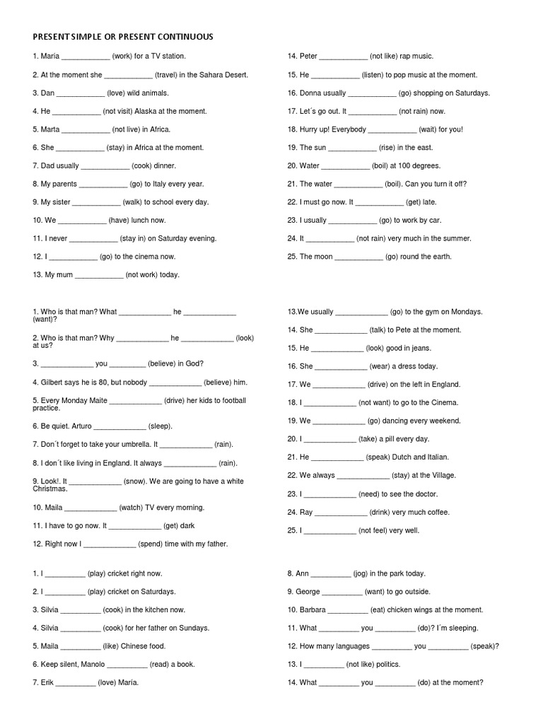 Present Simple Continuous | Leisure