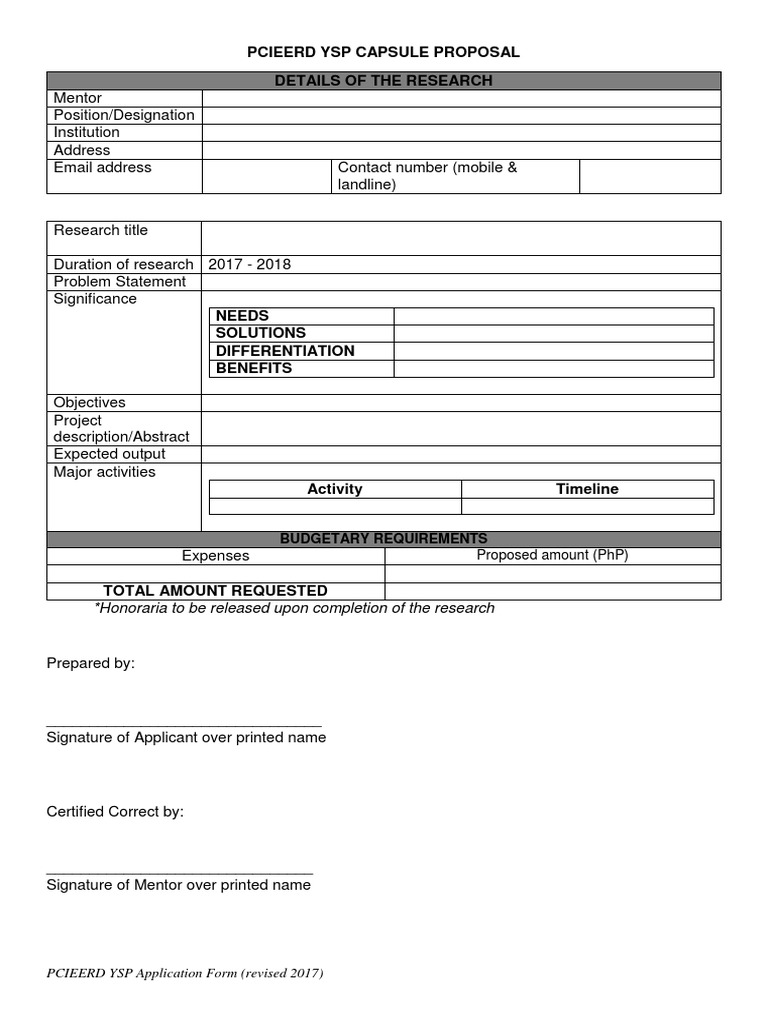 Pcieerd Ysp Capsule Proposal | PDF