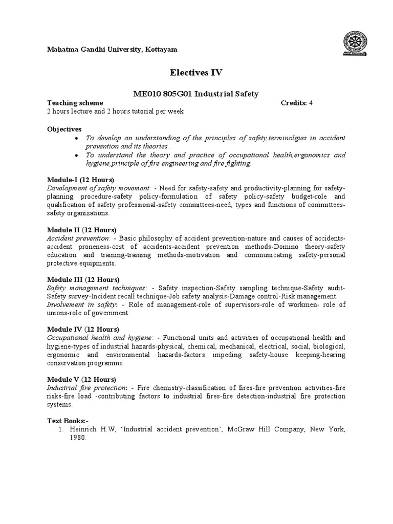 Industrial Safety Syllabus | PDF | Occupational Safety And Health | Safety
