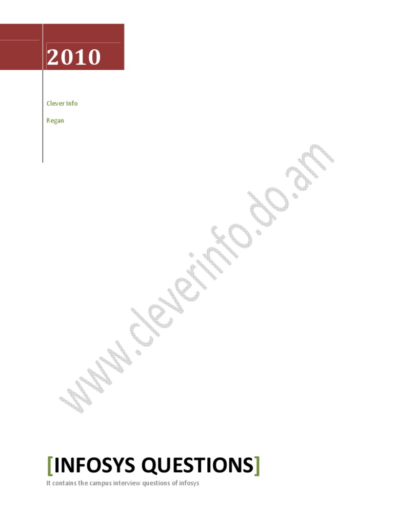 Infosys Campus Question Papers | PDF | Computer Programming | Software ...