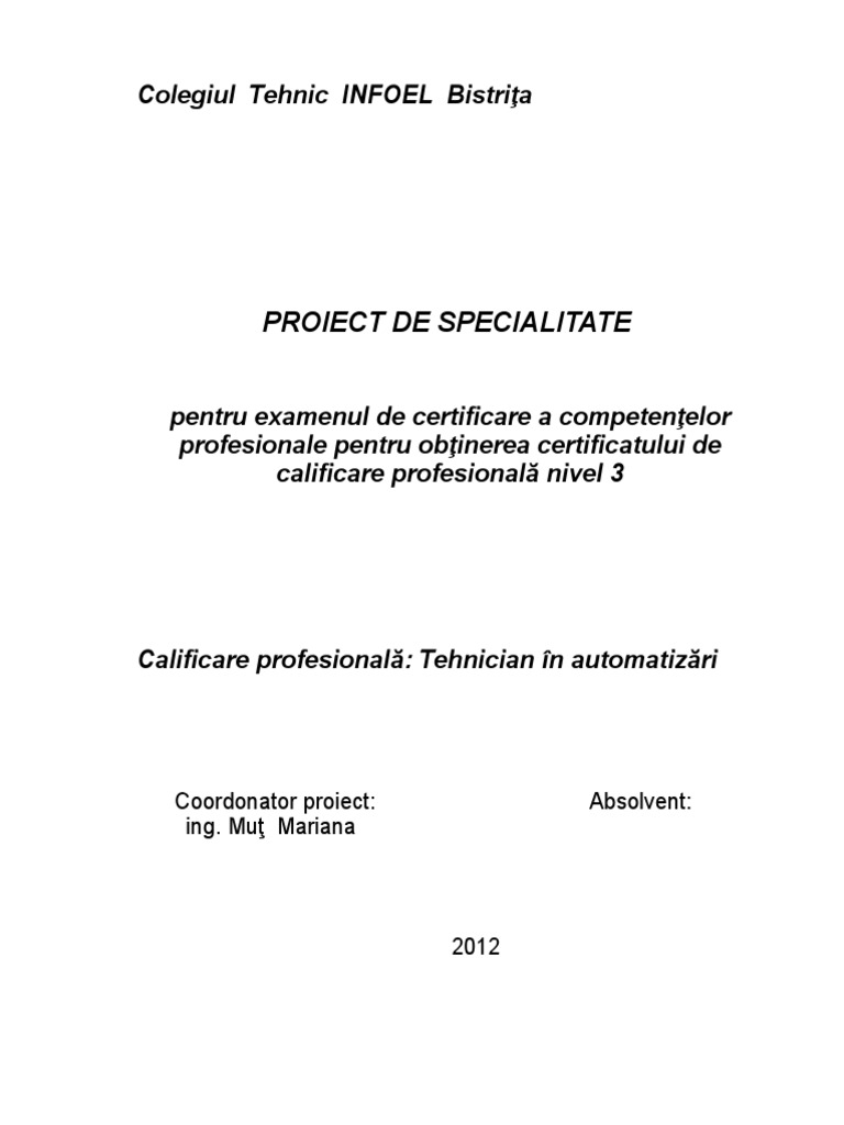 Model Proiect | PDF