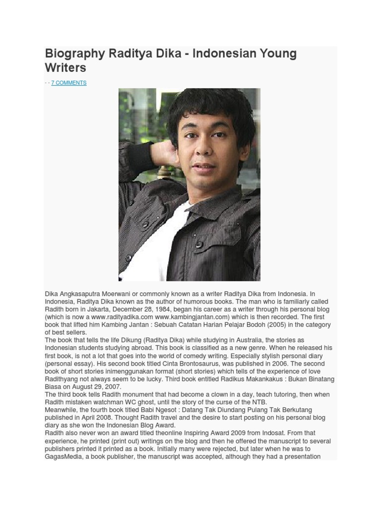 Biography Raditya Dika | PDF | Publishing | Communication