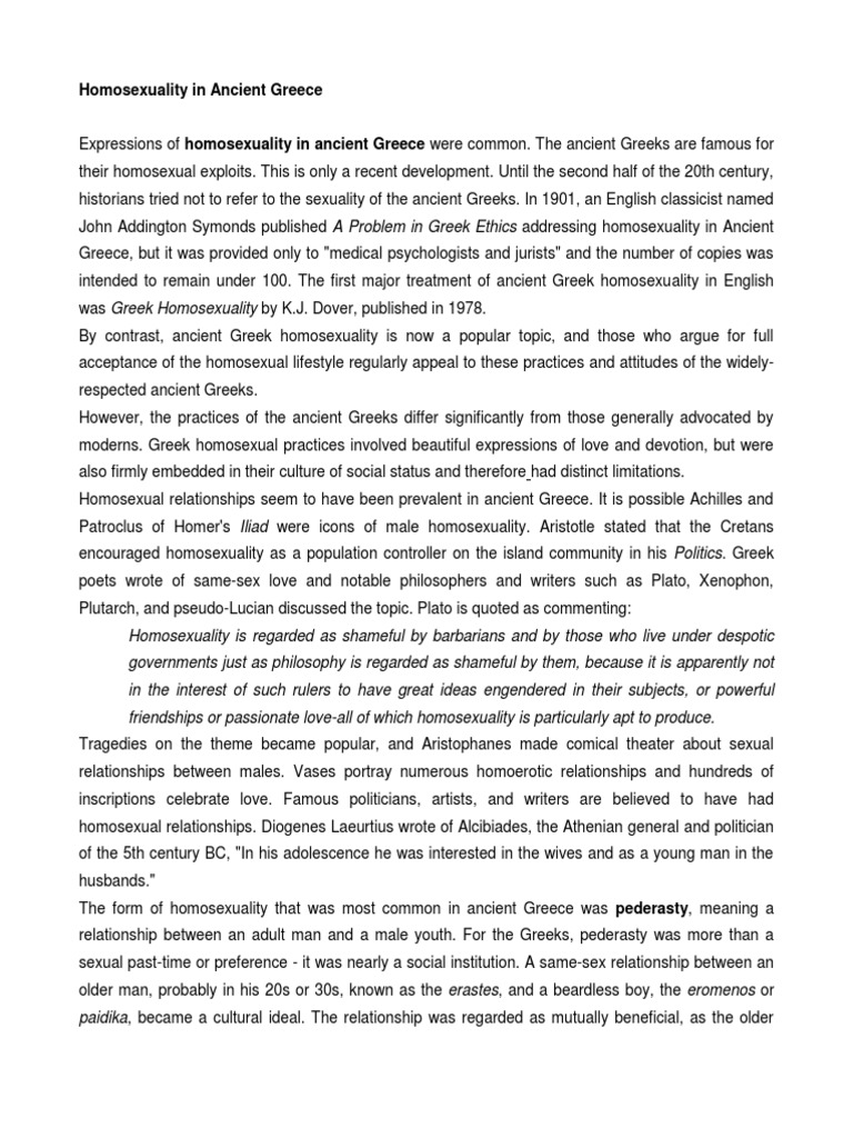 Homosexuality and Pederasty in Ancient Greece | PDF | Homosexuality ...