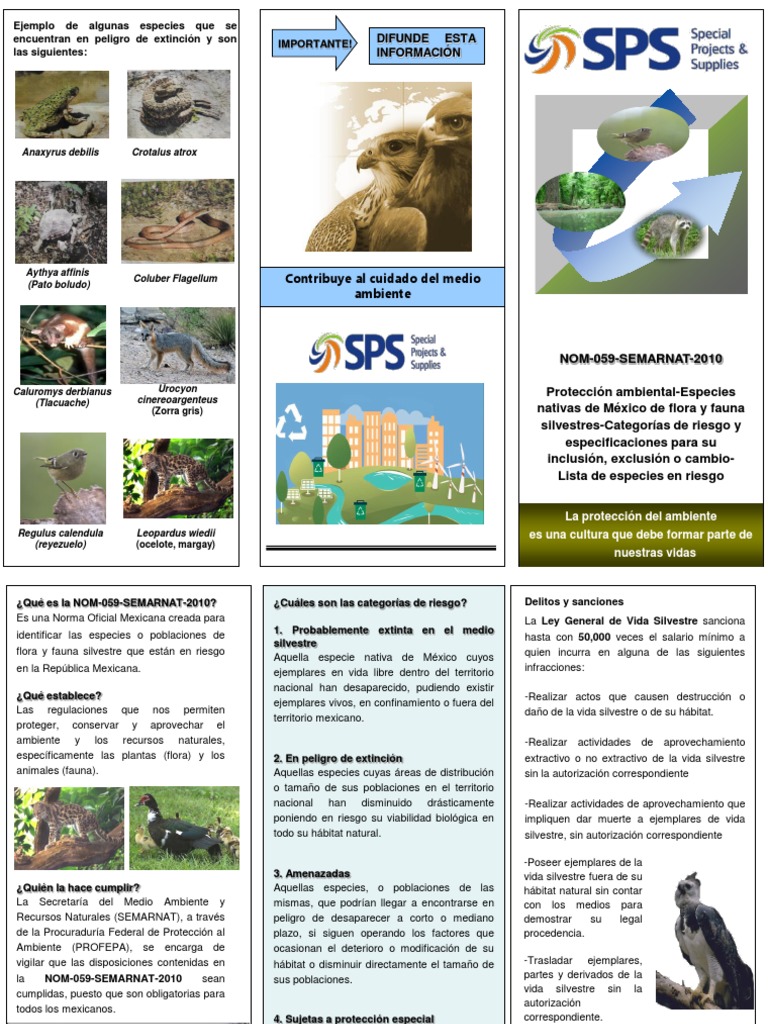 Triptico Nom 059 Semarnat 2010 | PDF | Extinción | Especie en peligro
