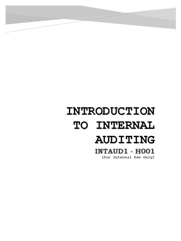 H001 - Intro To Internal Auditing | PDF | Internal Audit | Internal Control