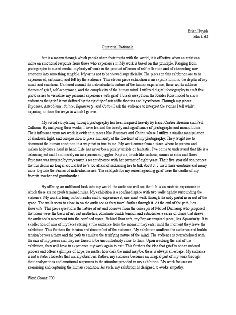 Curatorial Rationale 1 | Download Free PDF | Emotions | Grief