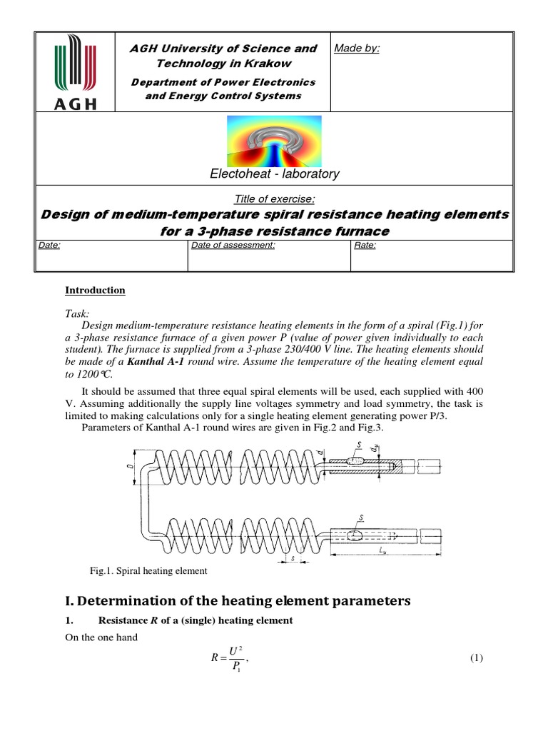 Design of spiral resistance heating elements | PDF | Electrical ...