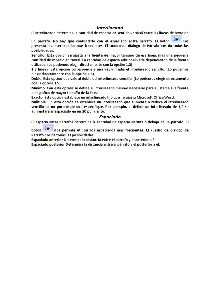 Tipos de interlineado en Word | PDF