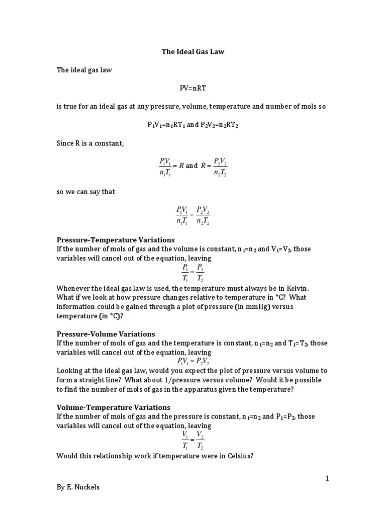 09 - The Ideal Gas Law v2 | PDF | Gases | Temperature