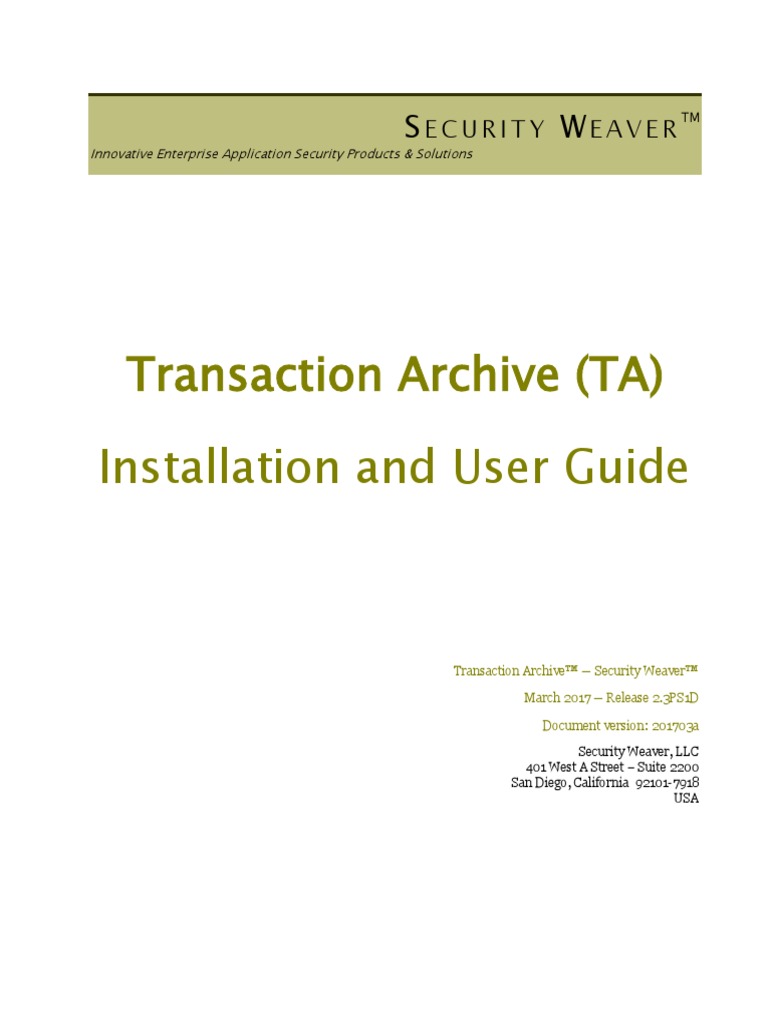 Security Weaver - Transaction Archive Guide | PDF | Default (Computer ...