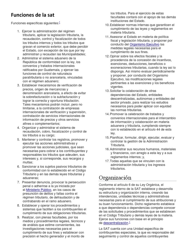 Funciones de La Sat | PDF | Regulación | Presupuesto
