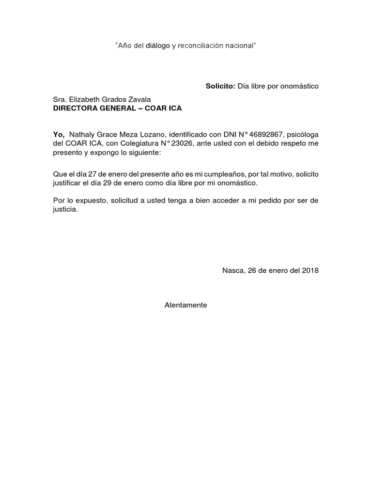 Solicitud de Día Libre | PDF