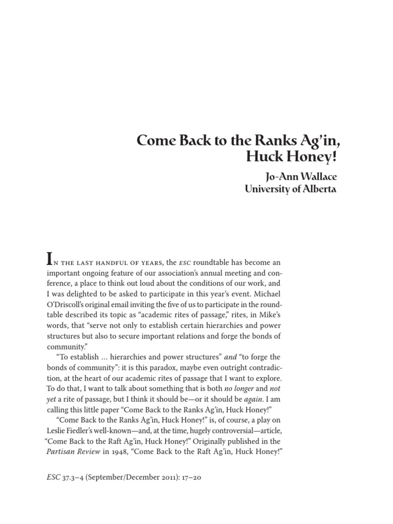 Come Back To The Racks Again, Huck Honey! | PDF | Teaching And Learning ...