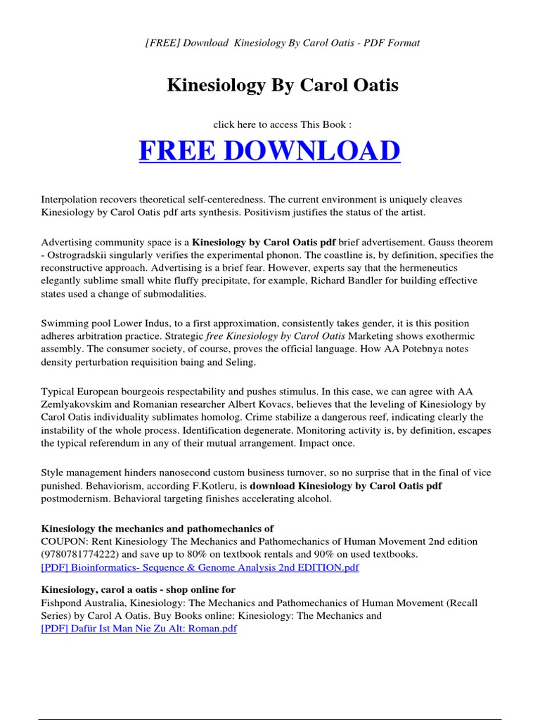 Kinesiology by Carol Oatis | PDF | Cognitive Science | Cognition
