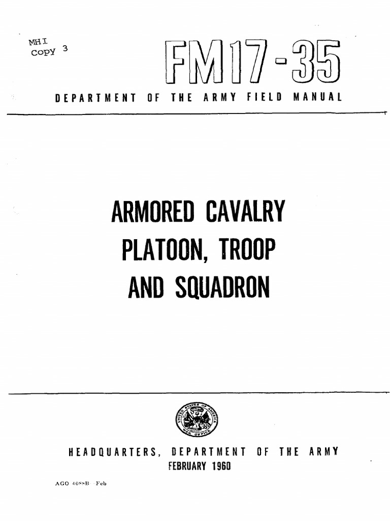 FM17-35 Armored Cavalry Platoon, Troop and Squadron | PDF ...
