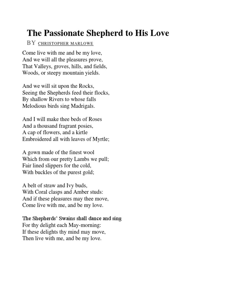 The Passionate Shepherd To His Love | PDF