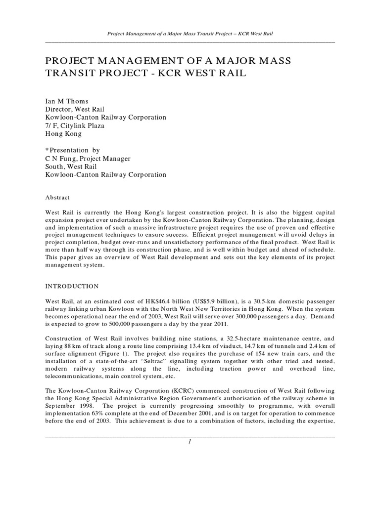CNFung | PDF | Project Management | Rail Transport