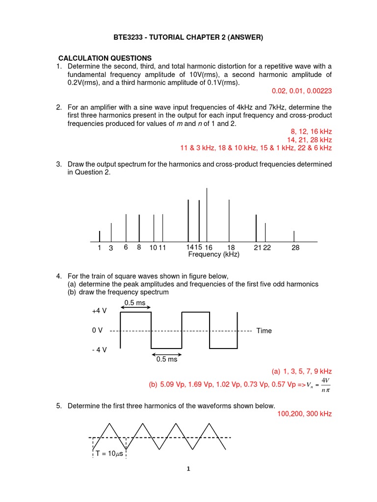 Tutorial Chapter 2 - Ans | PDF | Amplitude | Distortion