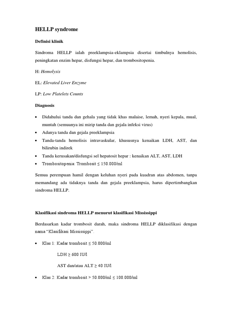 HELLP Syndrome: A Deadly Complication of Preeclampsia | PDF