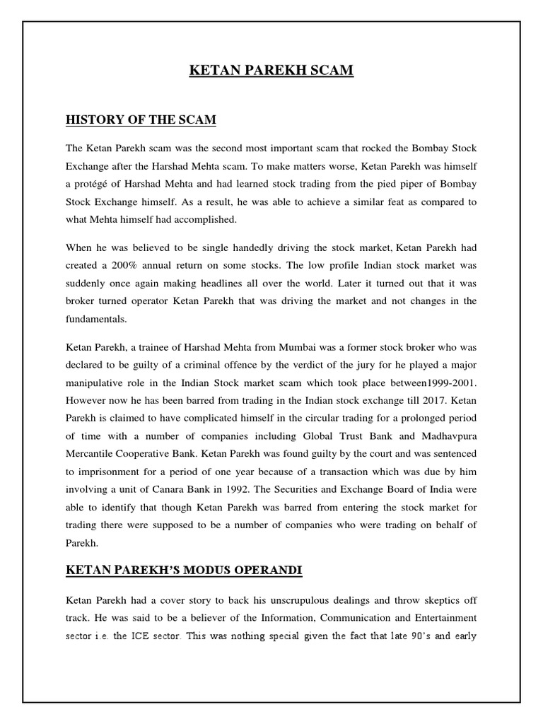 Ketan Parekh Scam | PDF | Stocks | Financial Economics