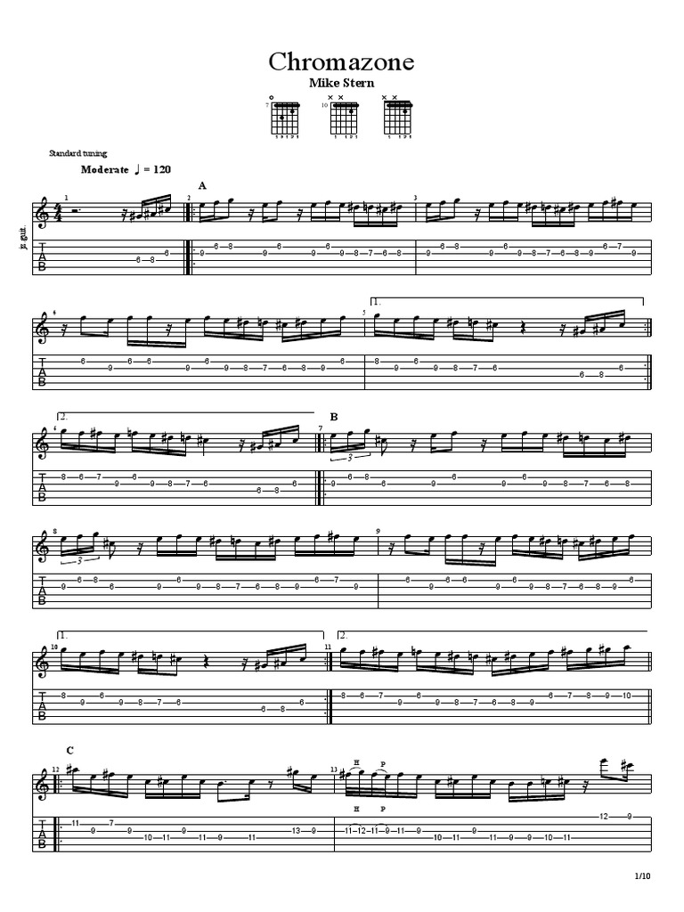 Mike Stern - Chromazone (Guitar Pro) | PDF | Guitars | Guitar Family Instruments