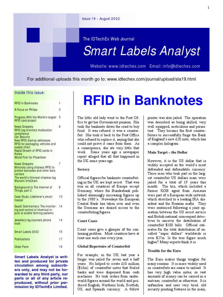RFID in Banknotes | PDF | Radio Frequency Identification | Smart Card