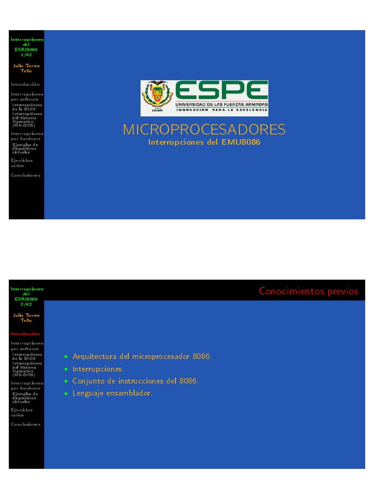 Interrupciones EMU8086 Handout | PDF | Bios | Programa de computadora