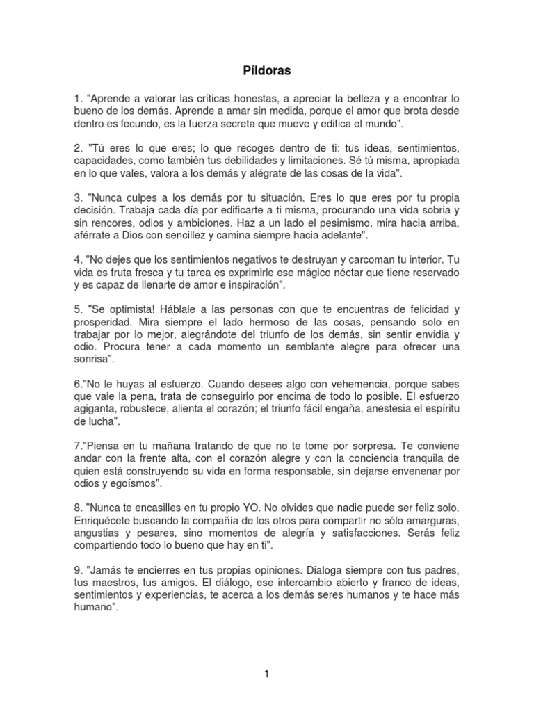 Píldoras | PDF | Felicidad | Perdón