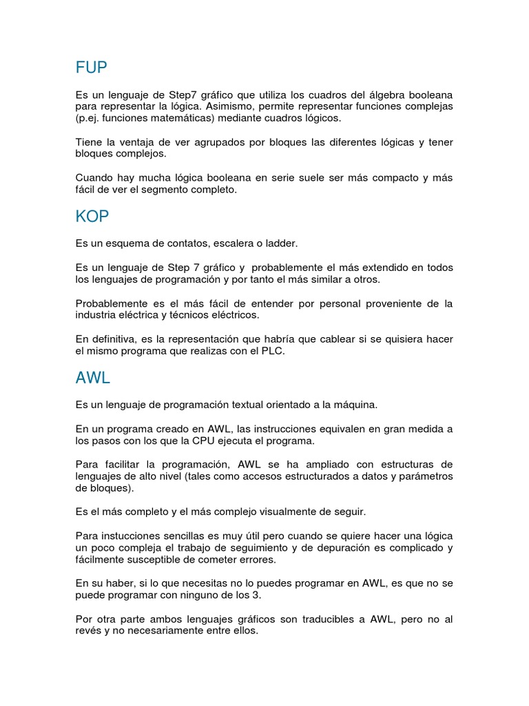 FUP | PDF | Lenguaje de programación | Controlador lógico programable