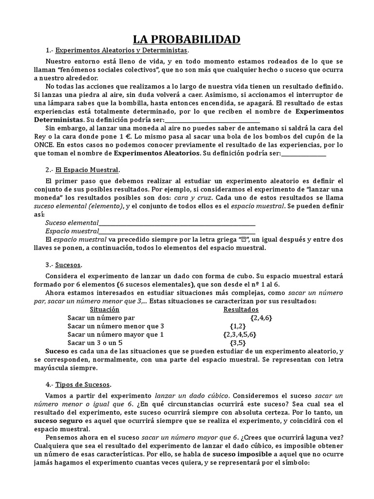 La Probabilidad | Descargar gratis PDF | Probabilidad | Teoría de probabilidad