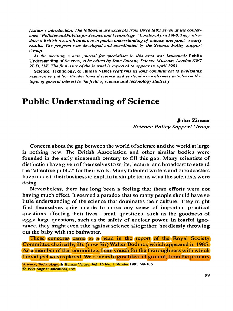 Ziman, J. (1991) - Public Understanding of Science', Science ...