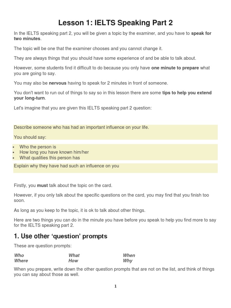 IELTS Speaking Lessons | PDF | International English Language Testing ...