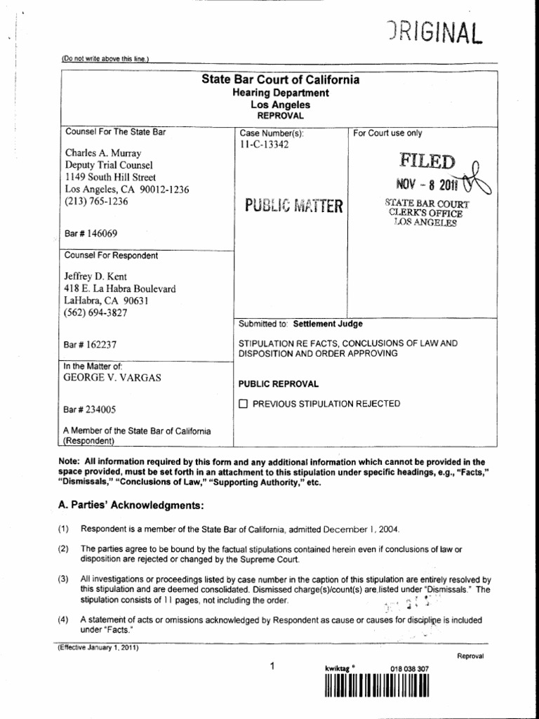 Vargas George 234005 California Attorney Criminal Convictions | PDF ...