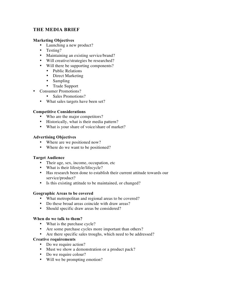 Media Brief | PDF | Target Audience | Marketing