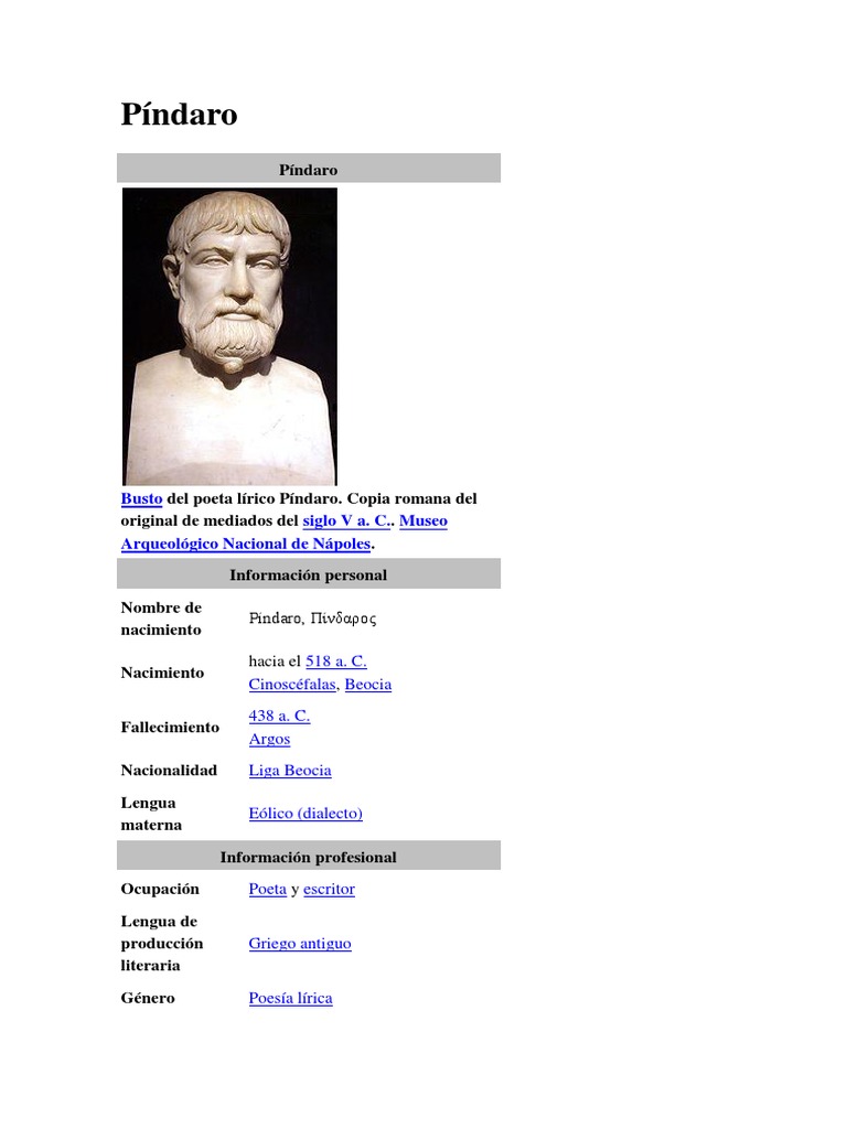 Píndaro | PDF | Antigua Grecia | Antiguedad clasica