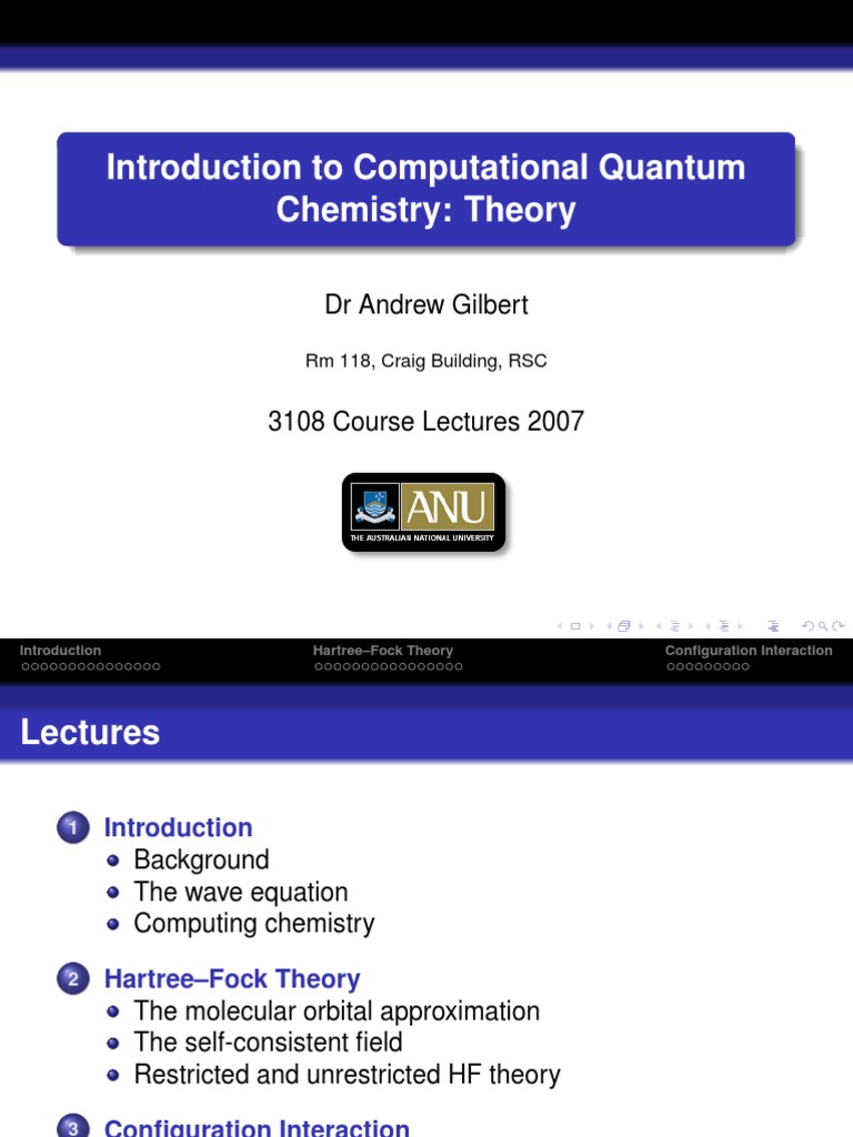 Chem 3108 | PDF | Hartree–Fock Method | Computational Chemistry